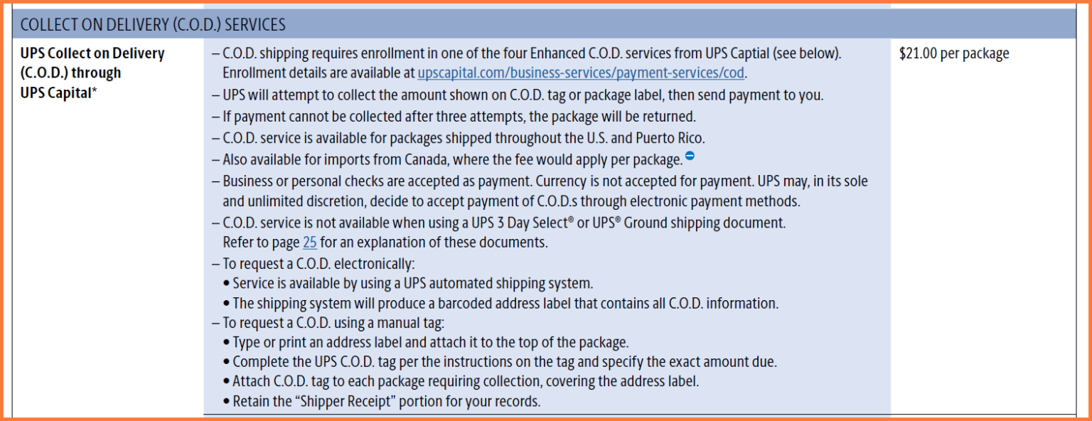 UPS & FedEx Collect on Delivery (C.O.D)