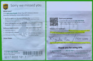 UPS Missed Delivery? UPS Delivery Notice on your door?