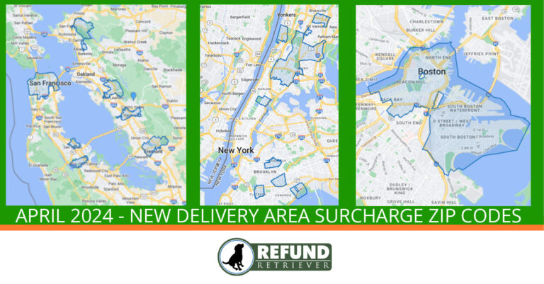New Delivery Area Surcharge Zip Codes