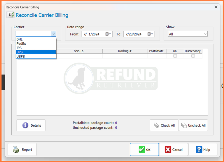 Parcel Billing Reconciliation for PostalMate