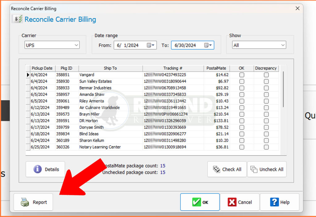 Parcel Billing Reconciliation for PostalMate