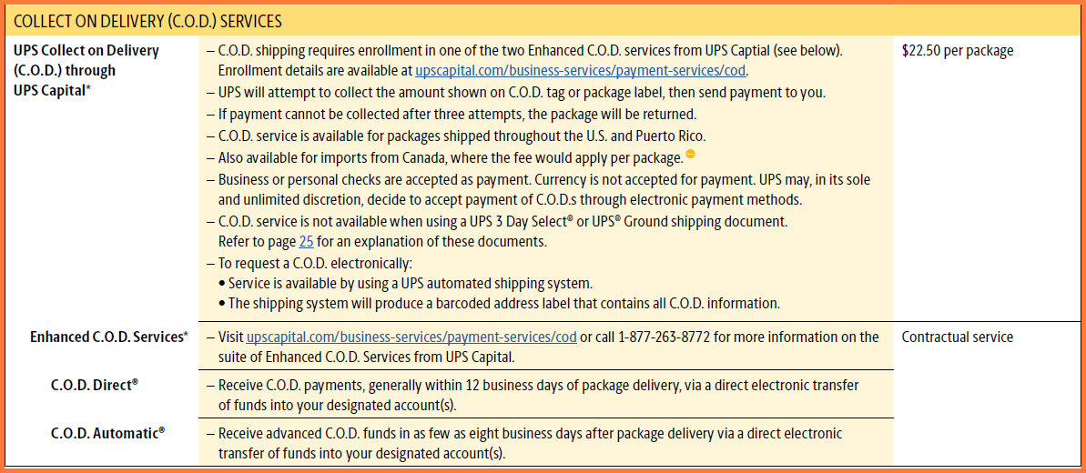 UPS & FedEx Collect on Delivery (C.O.D)